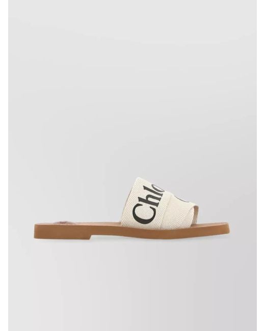 Chloé Cross Strap Linen Woody Slippers in Metallic | Lyst