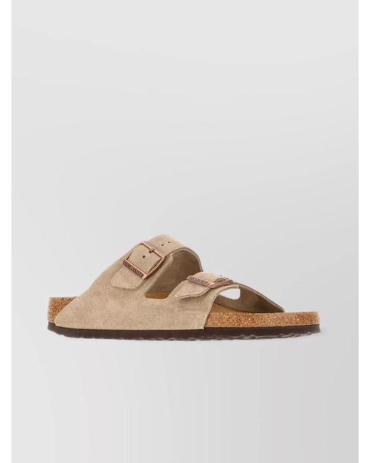 Birkenstock Suede Arizona Sandals Cork Sole in Natural | Lyst UK