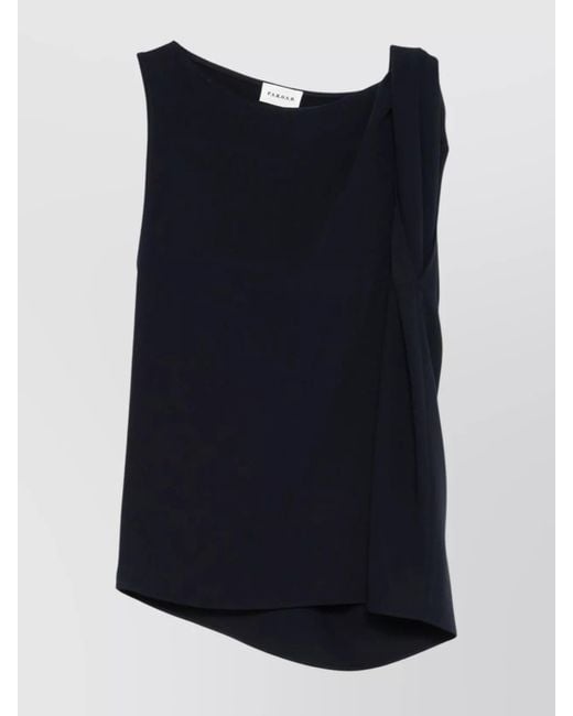 P.A.R.O.S.H. Asymmetric Sleeveless Draped Top Design in Blue | Lyst UK