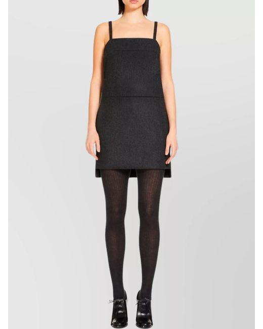 Max Mara Short Wool Felt Dress in Black | Lyst UK