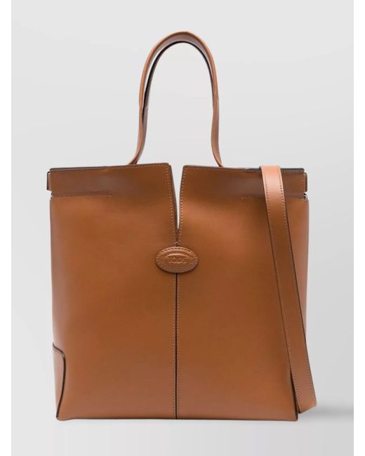 Tod's Small Leather Tote Bag With Top Handles in Brown | Lyst