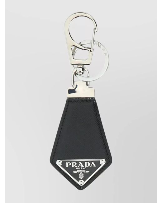 Prada Leather Key Ring Hardware Textured in White for Men | Lyst