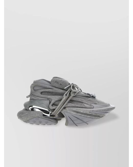 Balmain 'Chunky Sole' High-Top Sneakers With 'Textured Panels' in Gray ...