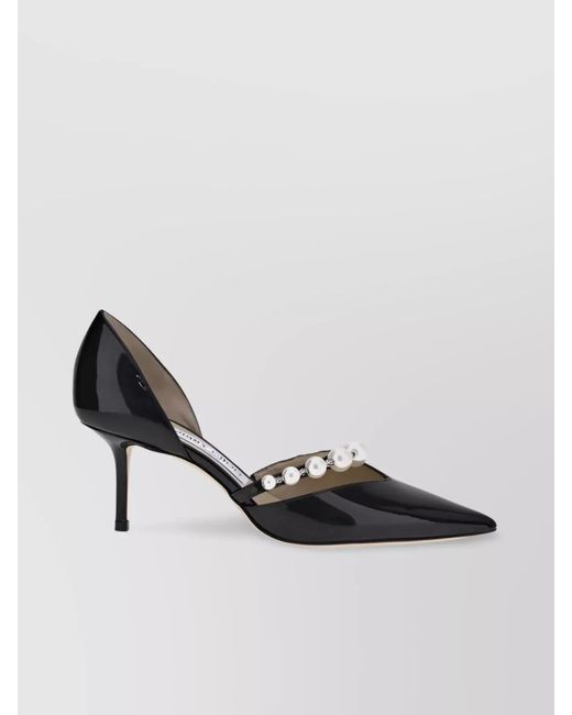 Jimmy Choo Pearl Embellished Leather Stiletto Pumps in Black | Lyst