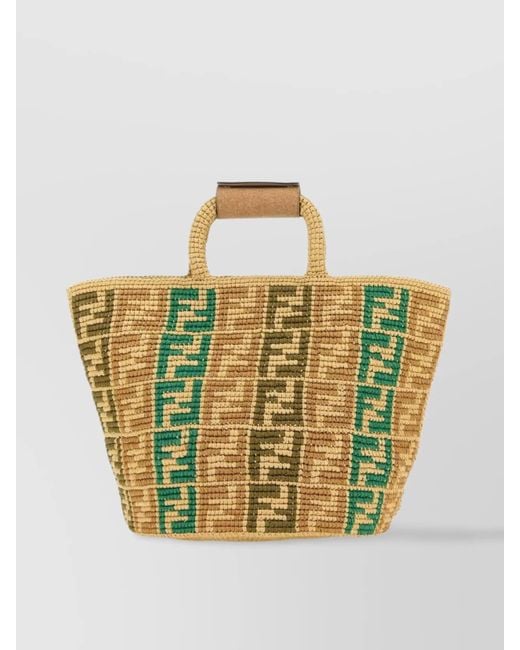 Fendi Embroidered Raffia Tote Bag in Natural for Men | Lyst