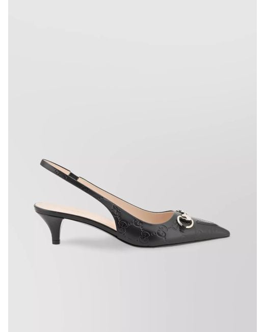 Gucci Horsebit Leather Kitten Heel Pumps | Lyst