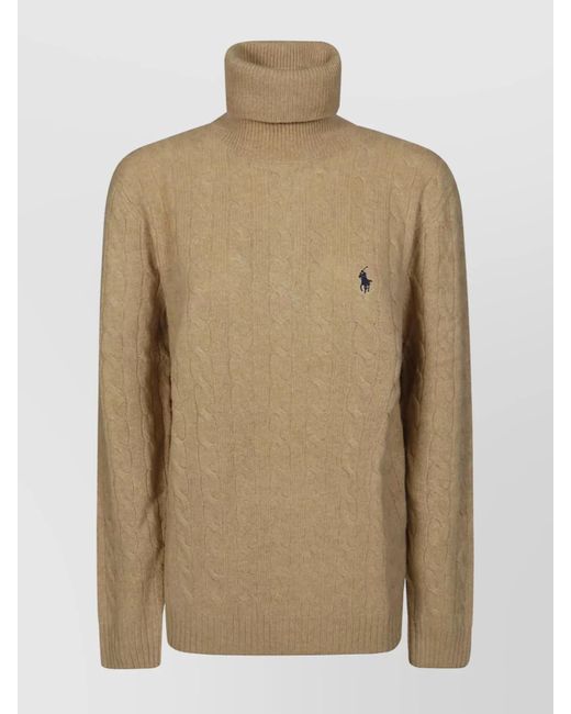 Polo Ralph Lauren Cable Knit Turtleneck Sweater in Natural for Men | Lyst