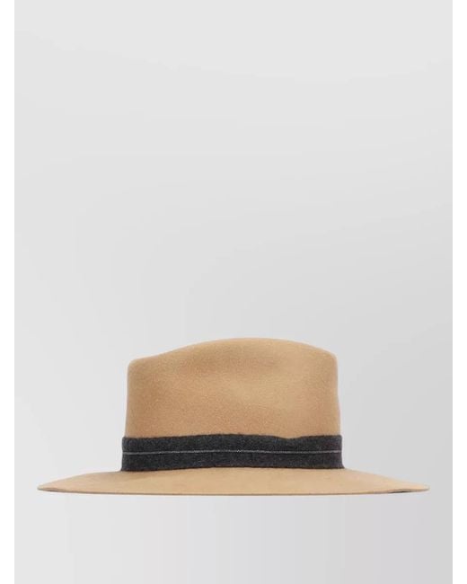 Brunello Cucinelli Hat Contrasting Band Wide Brim Structured Crown in ...