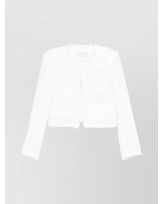 IRO Tweed Cropped Jacket Frayed Edges in White | Lyst UK
