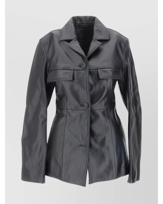 TOTEME Structured Leather Jacket With Pockets in Black | Lyst