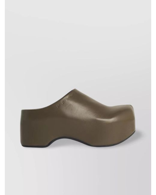 Marni Chunky Leather Platform Clog Sabots in Brown | Lyst UK