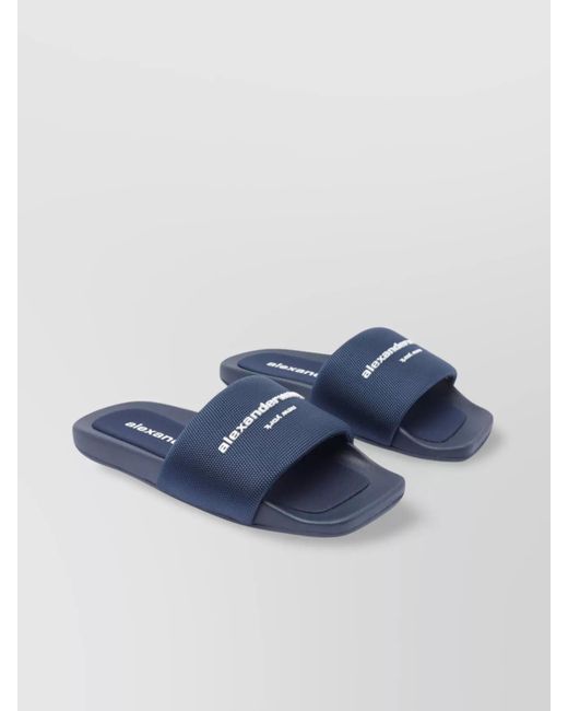 Alexander Wang Round Toe Slide Sandals With Flat Sole in Blue | Lyst