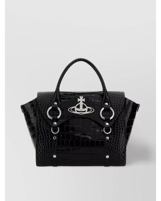 Vivienne Westwood Medium Betty Crocodile Texture Handbag in Black | Lyst