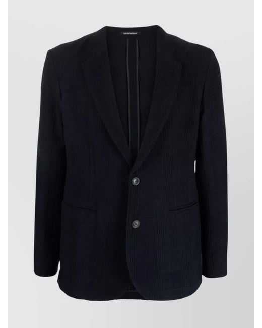 Emporio Armani Textured Finish Suit Jacket With Front Pockets in Blue ...