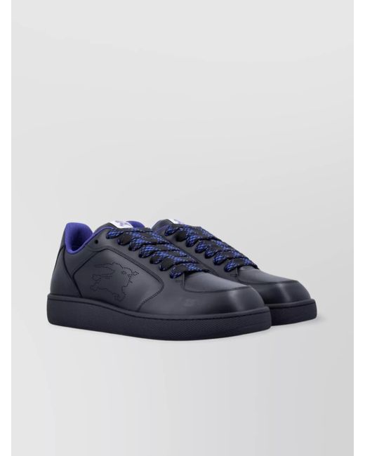 Burberry Leather Sneakers With Oversized Check Laces in Blue for Men | Lyst