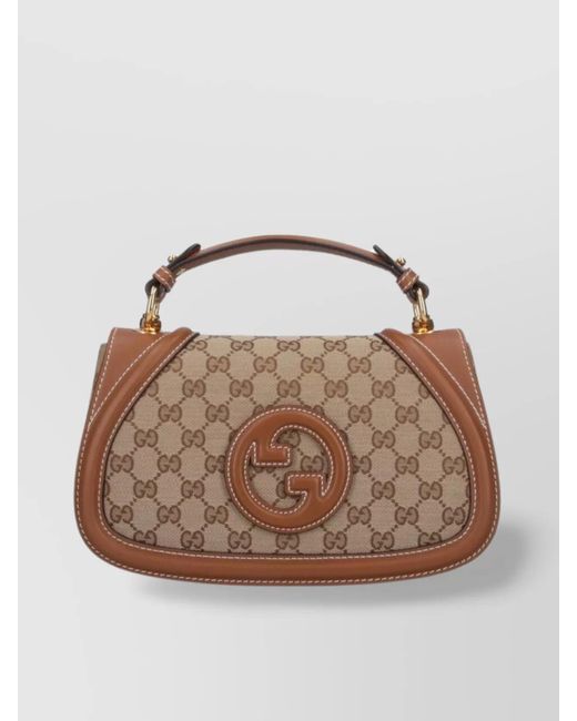 Gucci Monogram Top Handle Shoulder Bag in Brown | Lyst UK