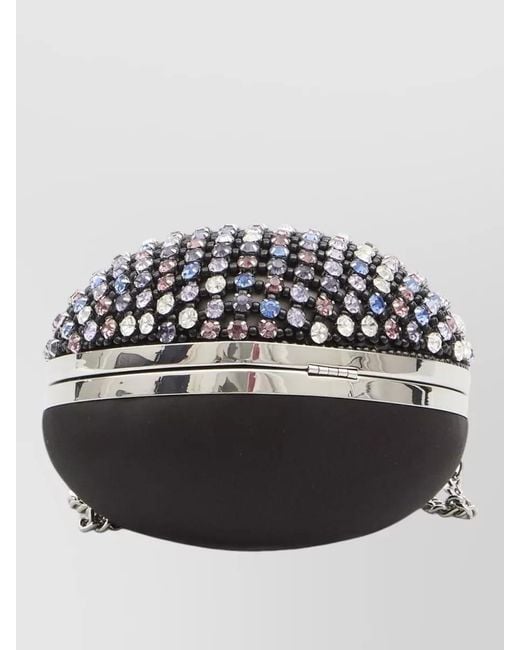 Self-Portrait Crystal Heart Clutch Bag Removable Chain in White | Lyst UK