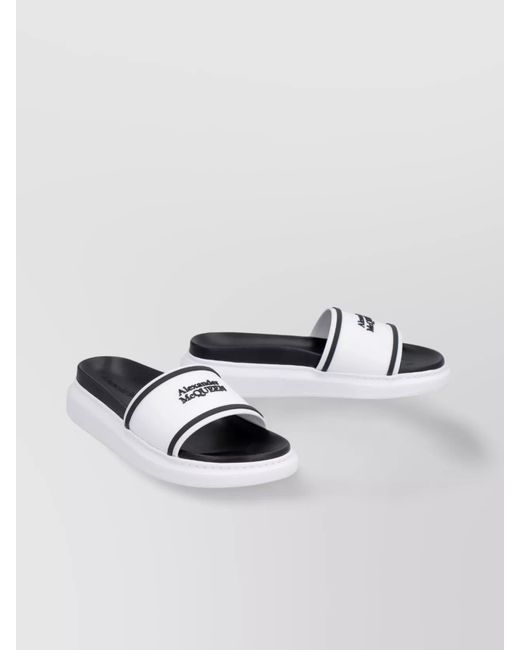 McQueen Rubber Slides Logo Detail in Metallic | Lyst UK