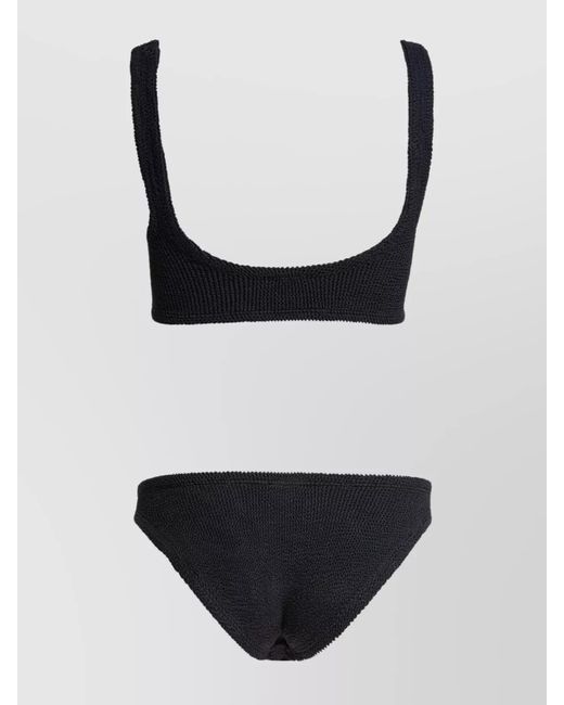 Hunza G High-Cut Leg Scoop Neckline Swimwear Textured Fabric in Black ...