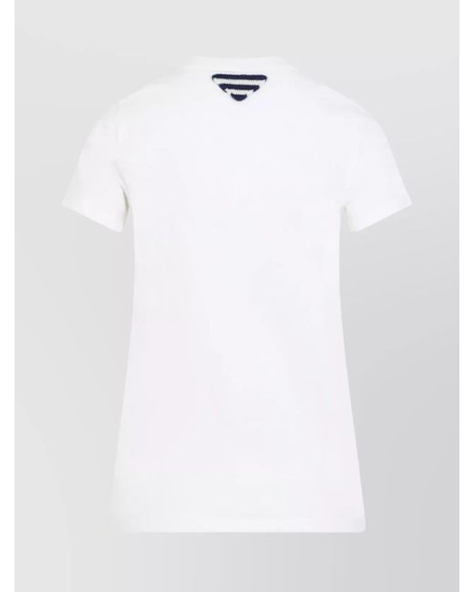 Prada Stamped Logo Crew Neck T-Shirt in White | Lyst UK