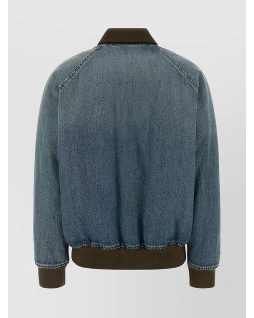 Miu Miu Denim Bomber Jacket With Ribbed Cuffs And Hem in Blue | Lyst UK