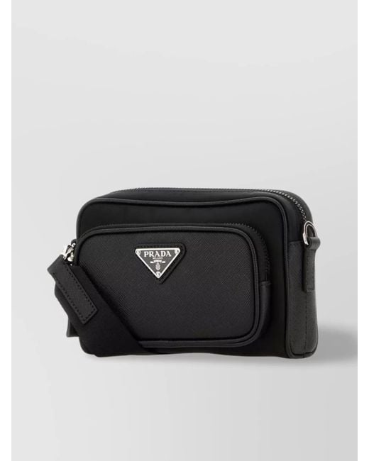 Prada Rectangular Nylon And Leather Crossbody Bag in Black for Men | Lyst