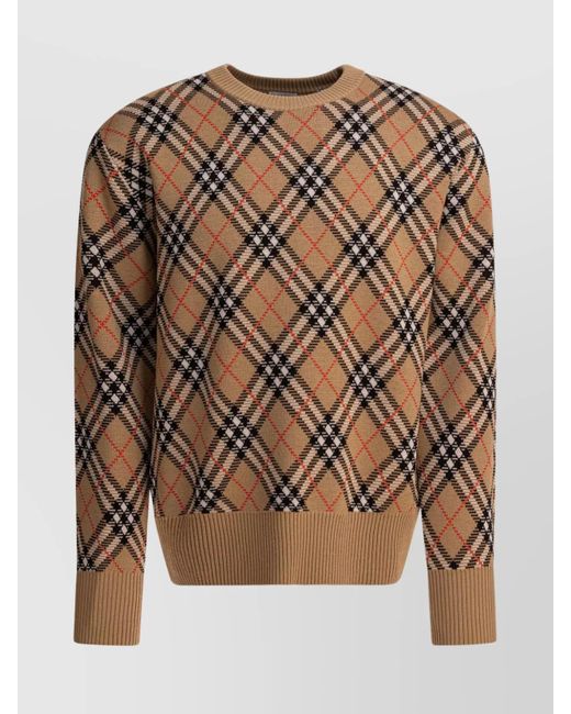 Burberry Vintage Check Crewneck Sweater in Brown for Men | Lyst UK