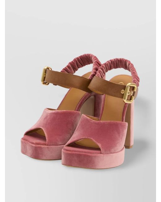 Chloé Aria Block Heel Sandals in Pink | Lyst UK