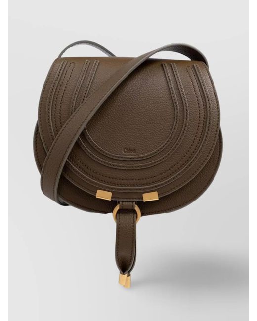 Chloé Small Leather Shoulder Bag With Antique Brass Finish in Brown | Lyst