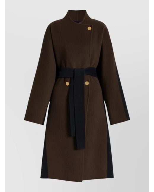 Alberta Ferretti Long Wrap Jacket Belted Waist Contrast Panels | Lyst UK