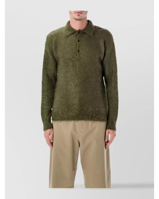 AURALEE Mohair Sweater Collared Neck in Green for Men | Lyst