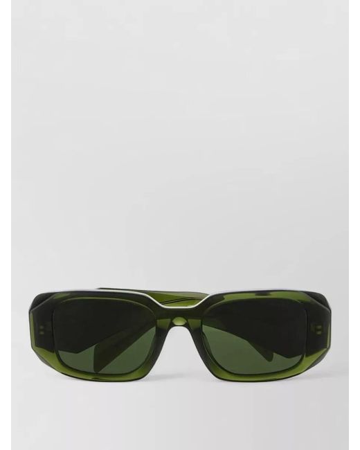 Prada Rectangular Frame Sunglasses Thick Temples in Green | Lyst UK