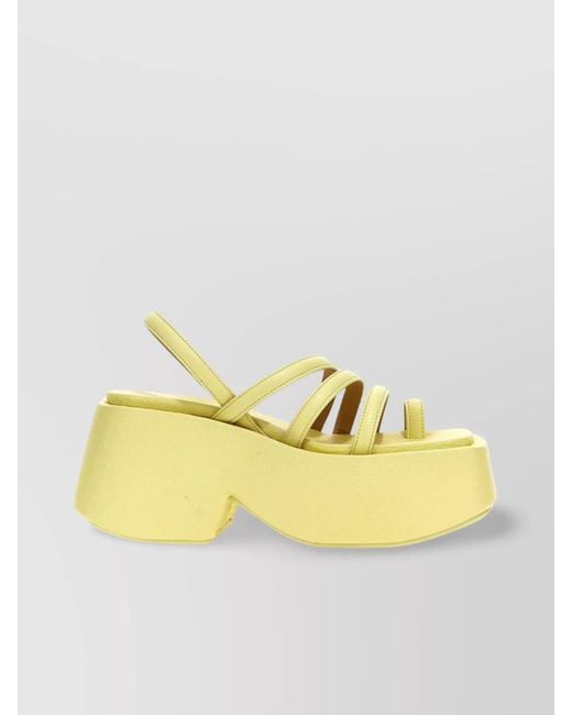 Marsèll 'Square Toe Platform Sandals With Strappy Design' in Metallic ...