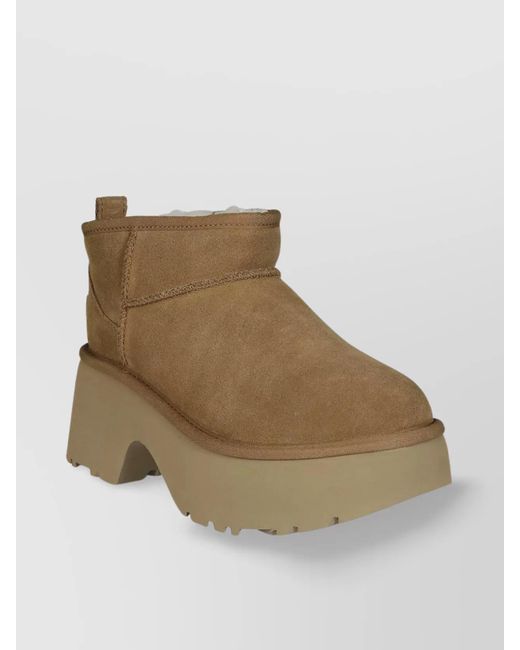 UGG Heights Ankle Chunky Platform Round in Natural | Lyst