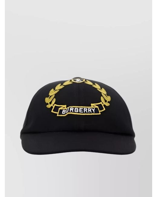 Burberry Oak Leaf Crest Embroidered Cotton Baseball Cap in Black for ...