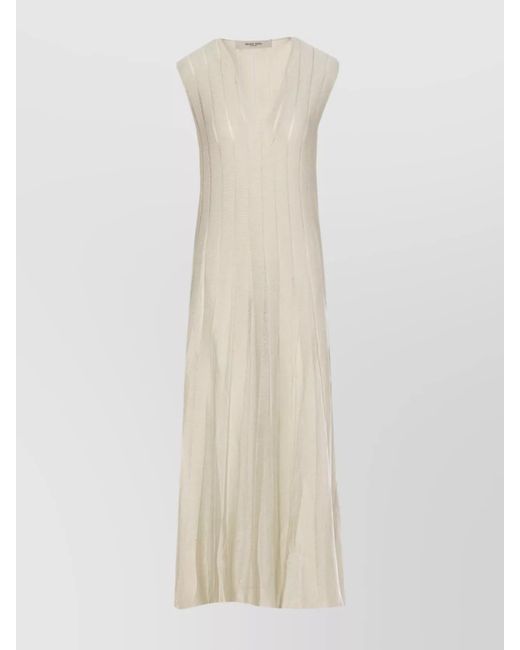Golden Goose Long Sleeve Maxi Length Ribbed Texture Dress in White ...