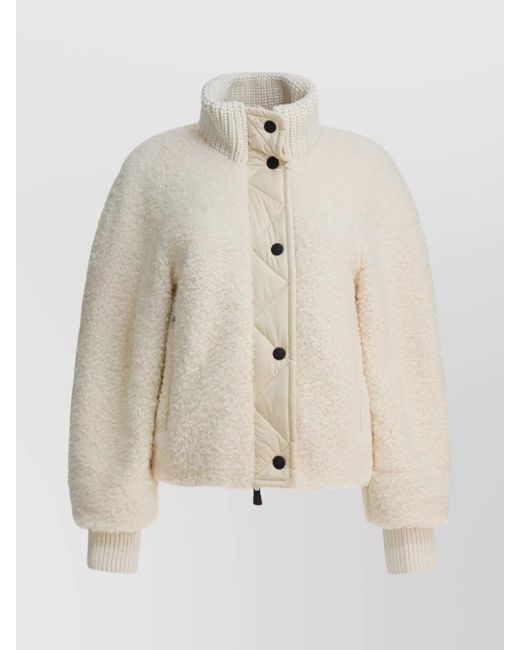 Moncler Short Puffer Jacket Ayles With High Collar in Natural | Lyst