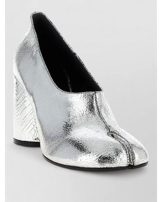 Maison Margiela Tabi Pumps Block Heel Metallic Texture in White | Lyst UK