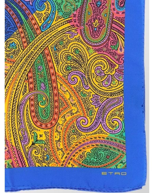 Etro Floral Paisley Scarf Bold Border Design in Blue | Lyst UK