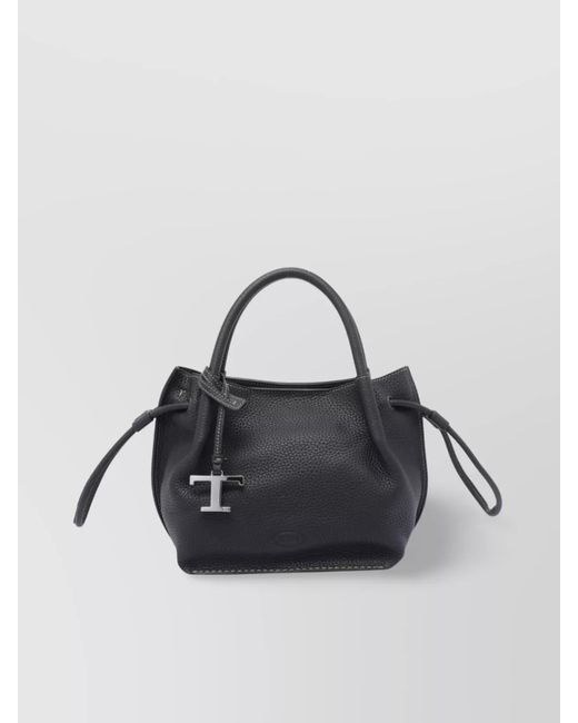 Tod's Small Leather Bucket Bag With Stitch Detailing in Black | Lyst