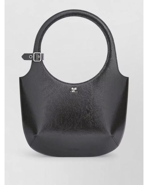 Courreges Na Varnished Leather Shoulder Bag in Black | Lyst