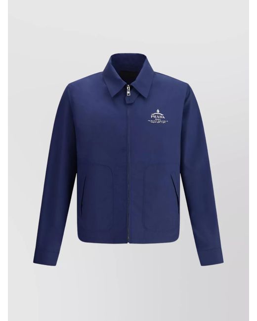 Prada Jacket Logo Adjustable Hem in Blue for Men | Lyst