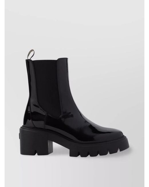 Stuart Weitzman Glossy Block Heel Chelsea Boots in Black | Lyst UK