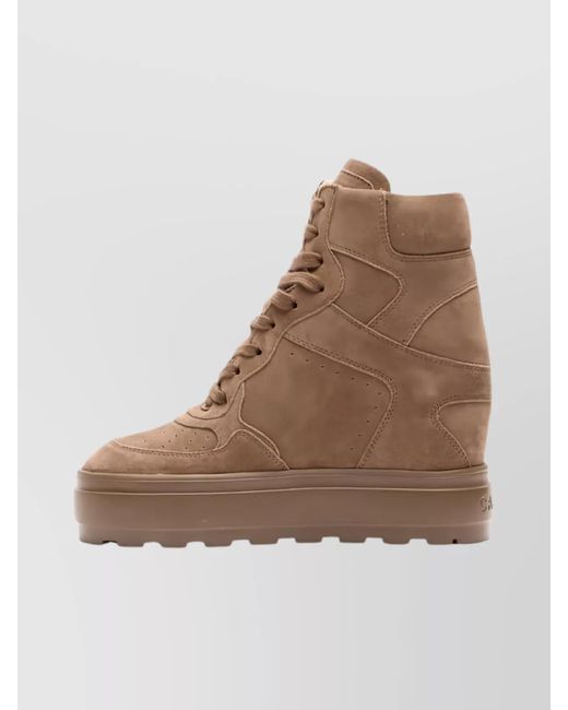 Casadei High Top Suede Lace Up Sneakers in Brown | Lyst UK