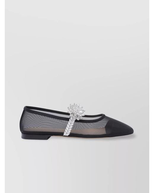 Mach & Mach Crystal Embellished Mesh Pointed Toe Flats | Lyst