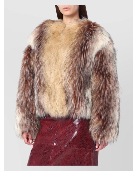 Halfboy Short Faux Fur Coat in Red | Lyst