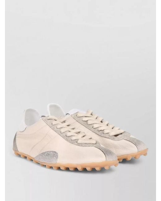 Maison Margiela Sprinters Low Top Layered Leather Sneakers in Natural ...