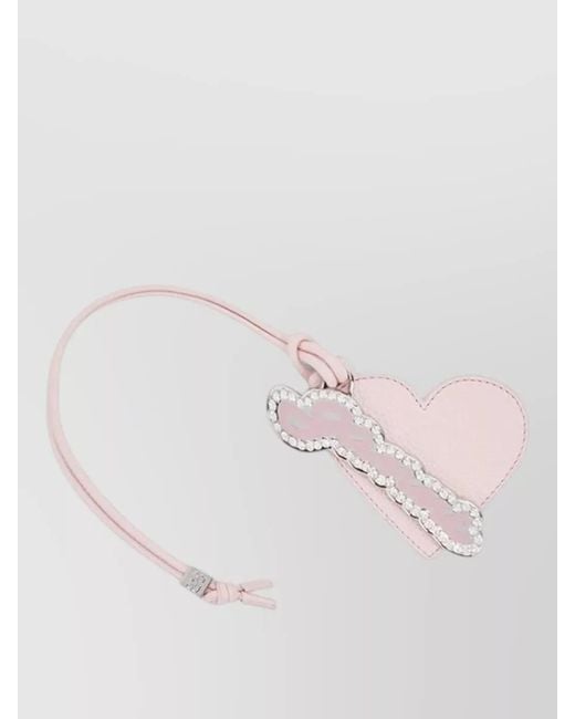 Ganni Heart Mirror Charm Keychain Wrist Strap in White | Lyst UK