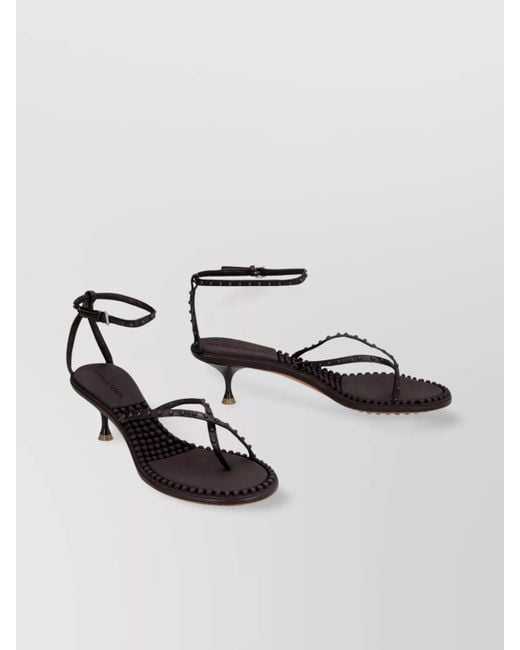 Bottega Veneta Bubble Studs Kitten Heel Sandals in White | Lyst