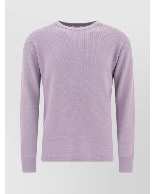 AURALEE Crew Neck Waffle Texture Sweater in Purple for Men | Lyst
